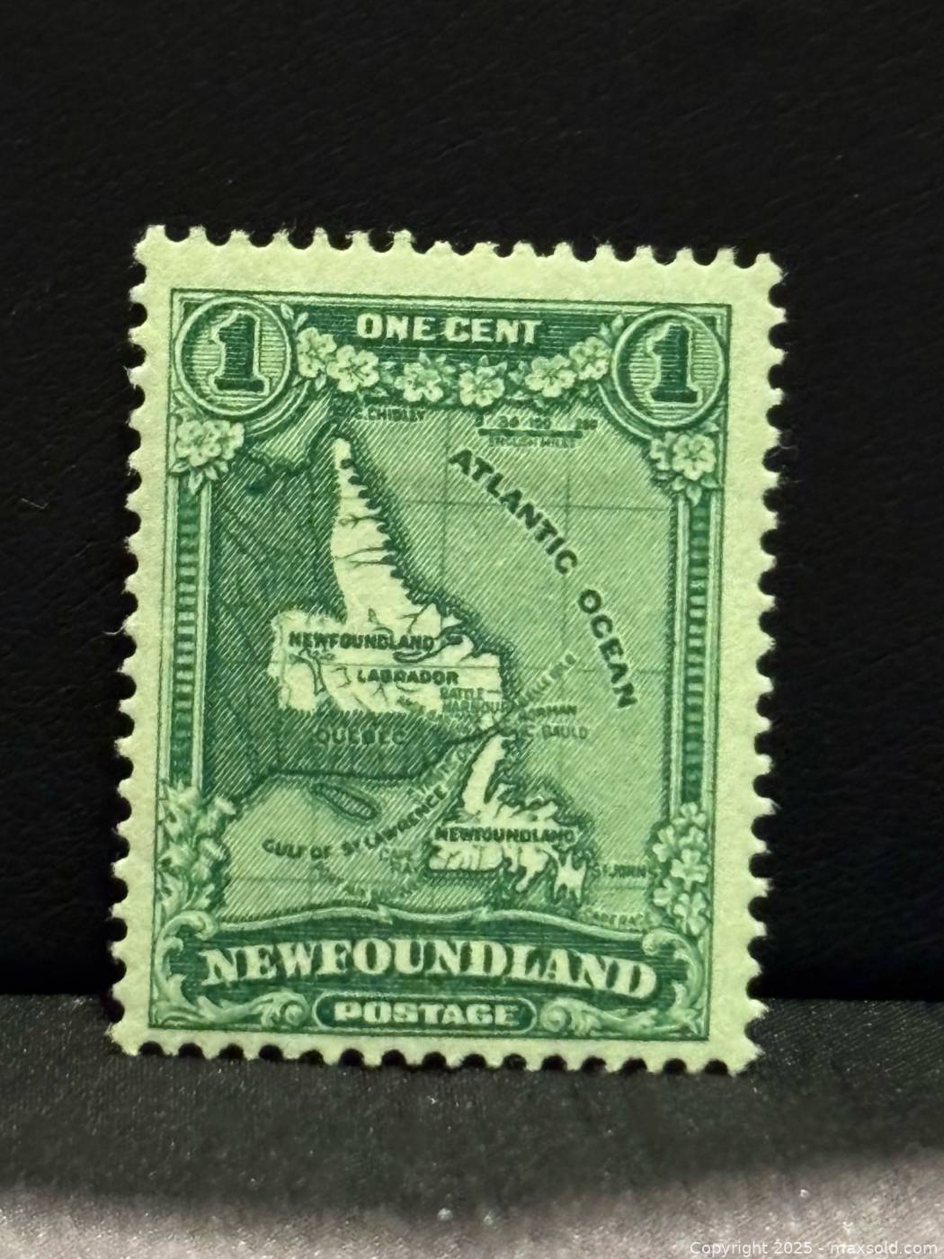 Newfoundland 1931 1c Green Map Stamp Mint | Maxsold