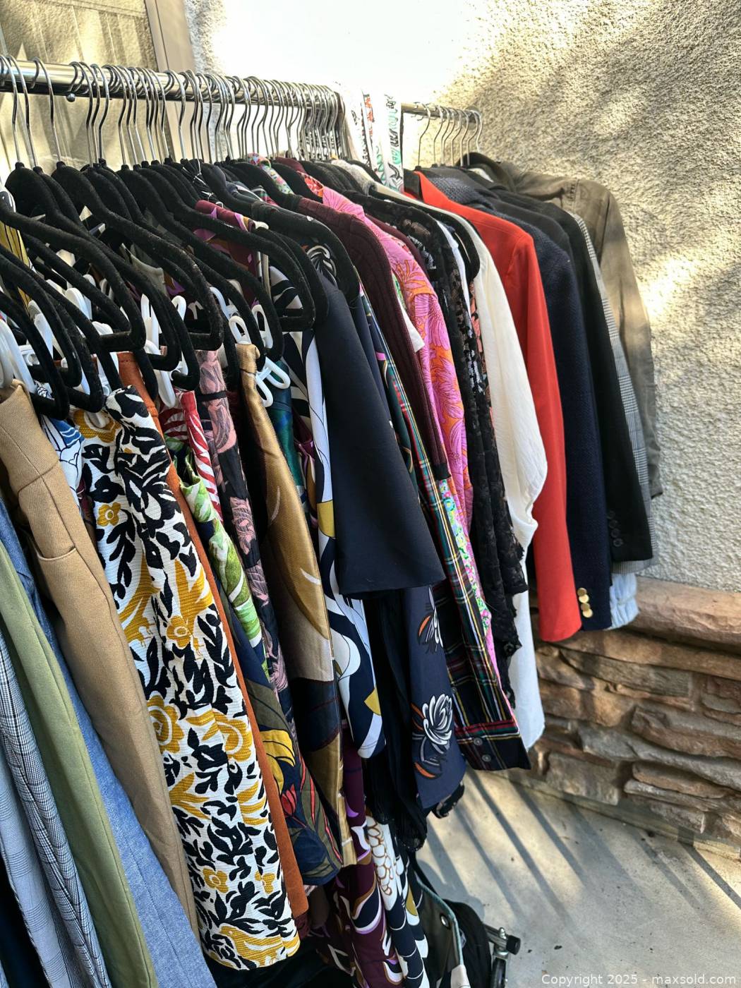 XS-S mixed clothing lot with scarves, denim, straw accessories | Maxsold