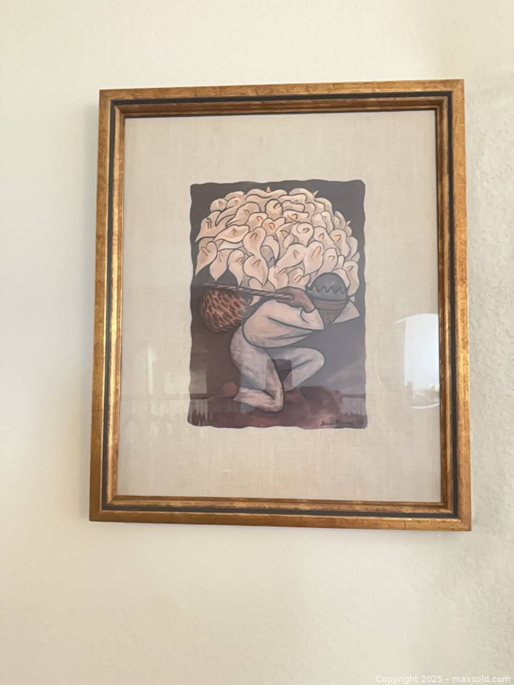 Signed framed artwork in gilt wood frame | Maxsold