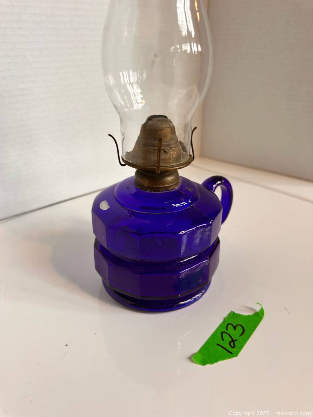 Antique Cobalt Blue Finger Oil Lamp | Maxsold
