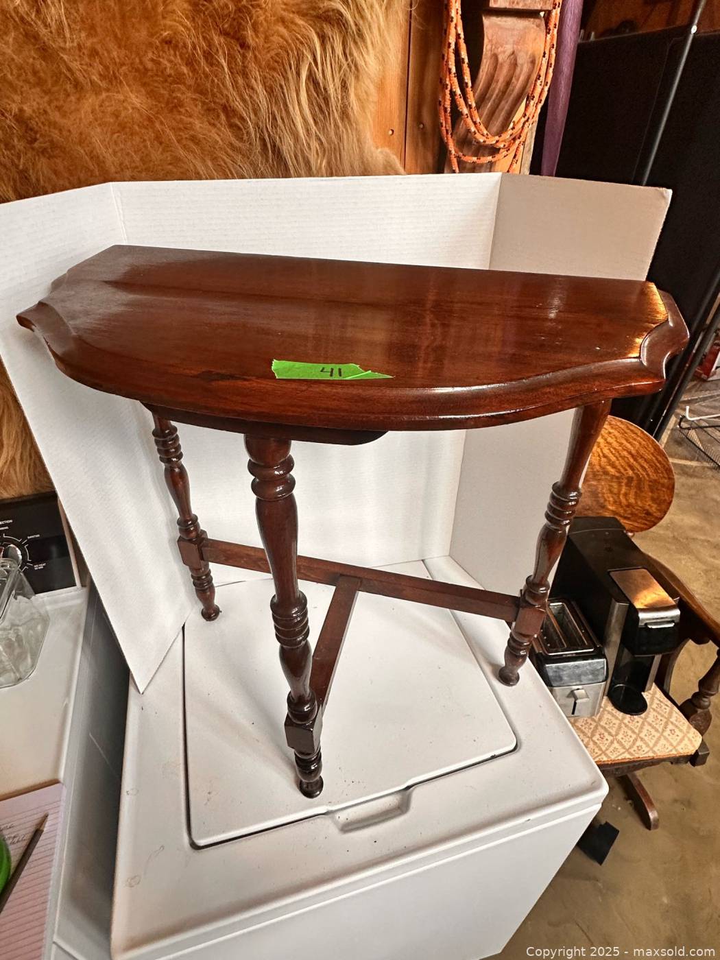 Half-round wooden side table | Maxsold