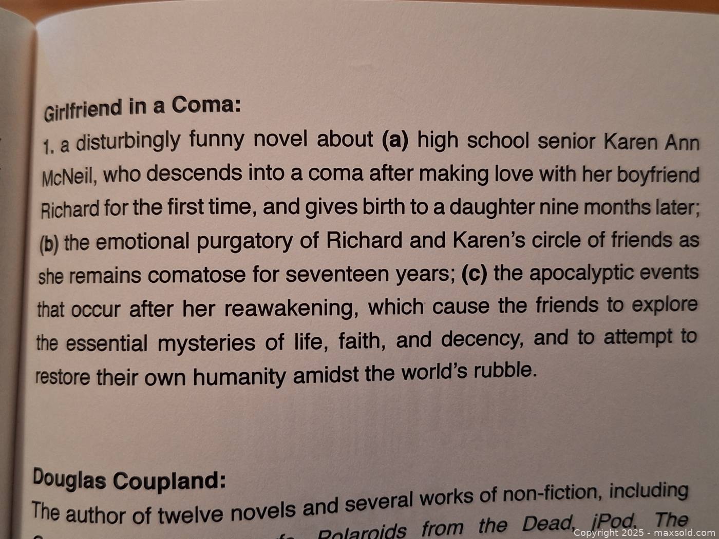 Girlfriend in a Coma paperback novel | Maxsold