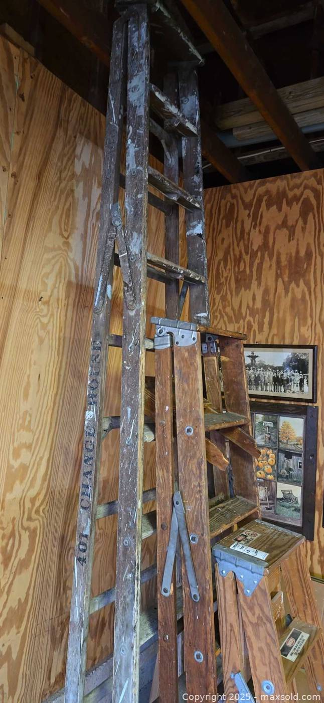 Lot of 3 Wooden Ladders – Step & Straight/Extension | Maxsold