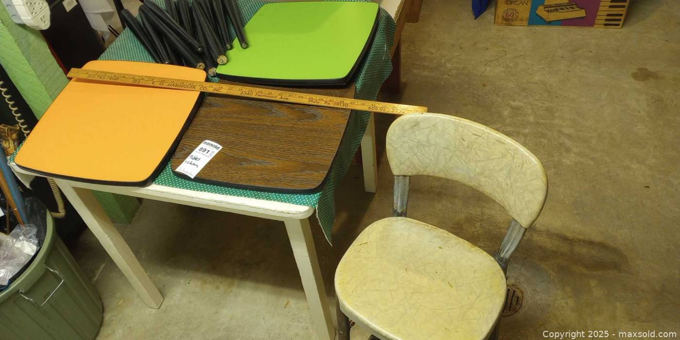 Vintage metal chair with 3 laminate tops and legs | Maxsold