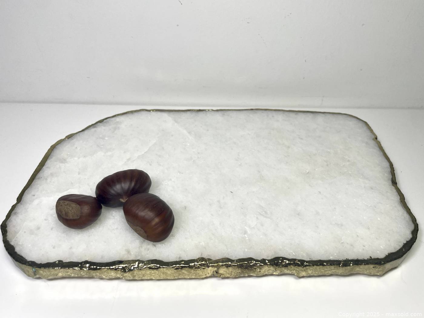 White marble serving tray with gold trim | Maxsold