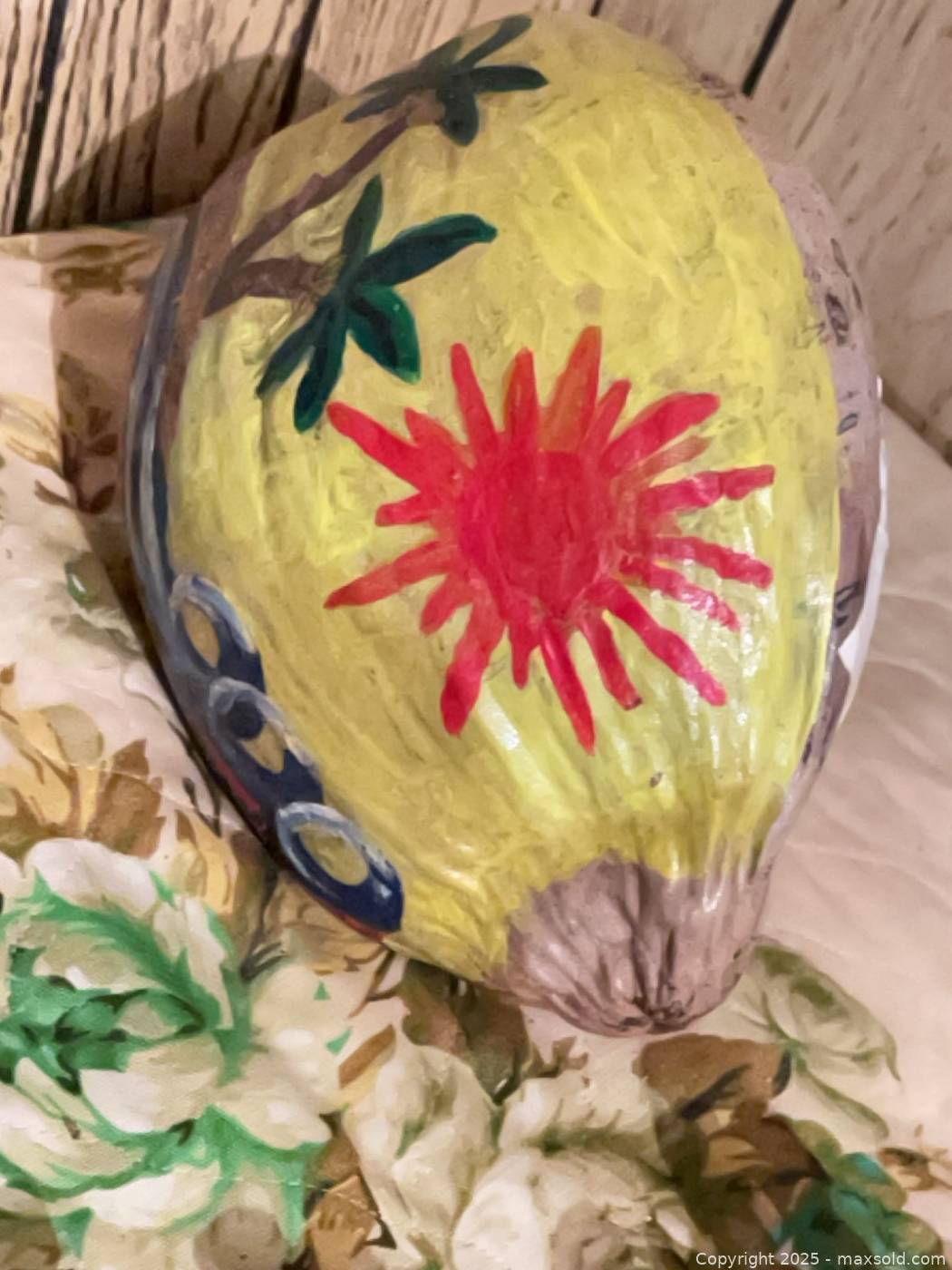 Painted coconut, Last Supper figurine, die-cast truck on plate, chalkware vegetable wall hanging ...