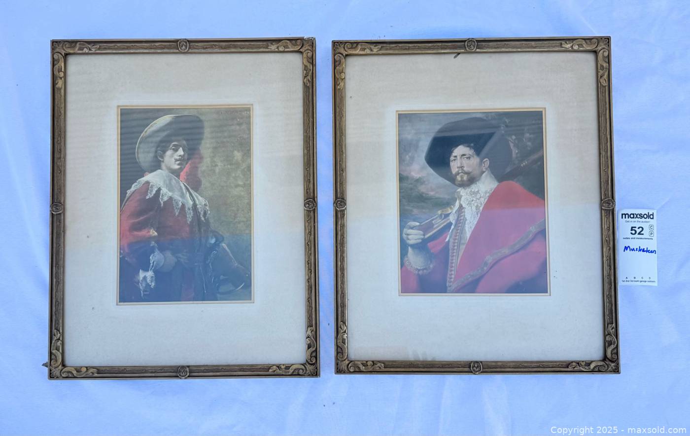 Pair Ornate Framed 17th-Century Male Portrait Prints | Maxsold