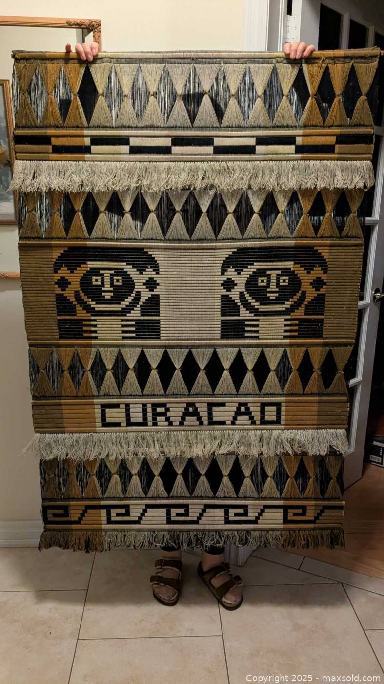 Vintage hand-woven Curacao fiber art tapestry | Maxsold