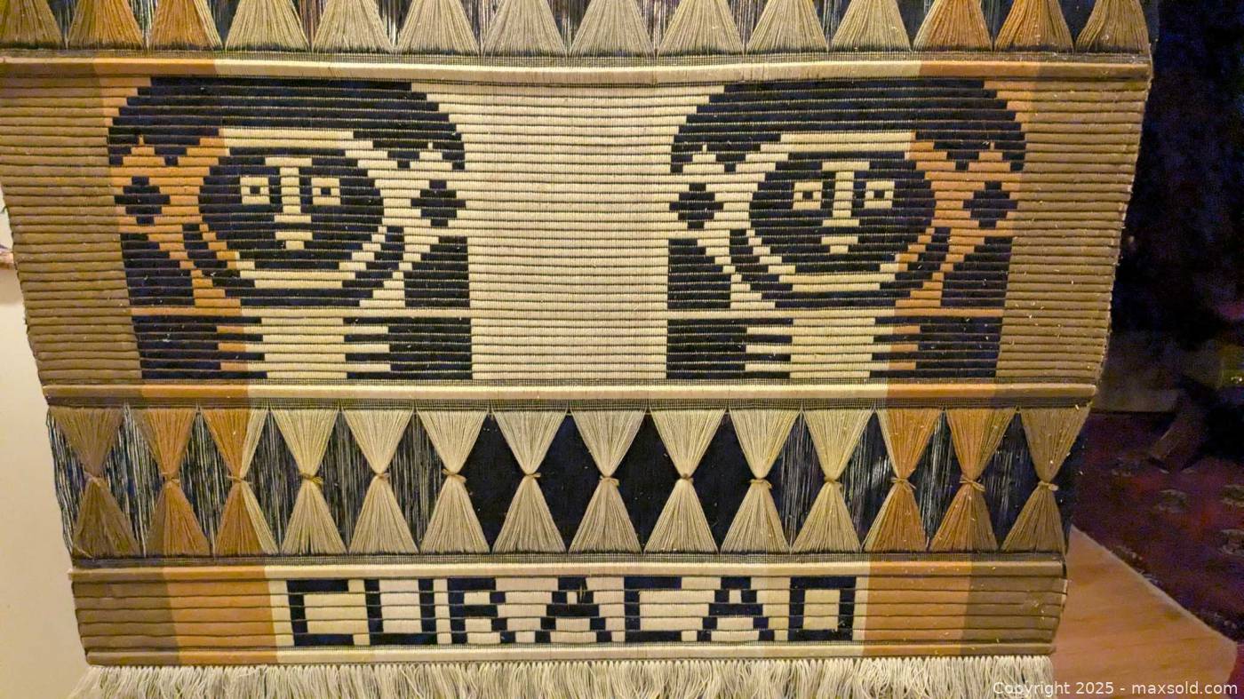 Vintage hand-woven Curacao fiber art tapestry | Maxsold