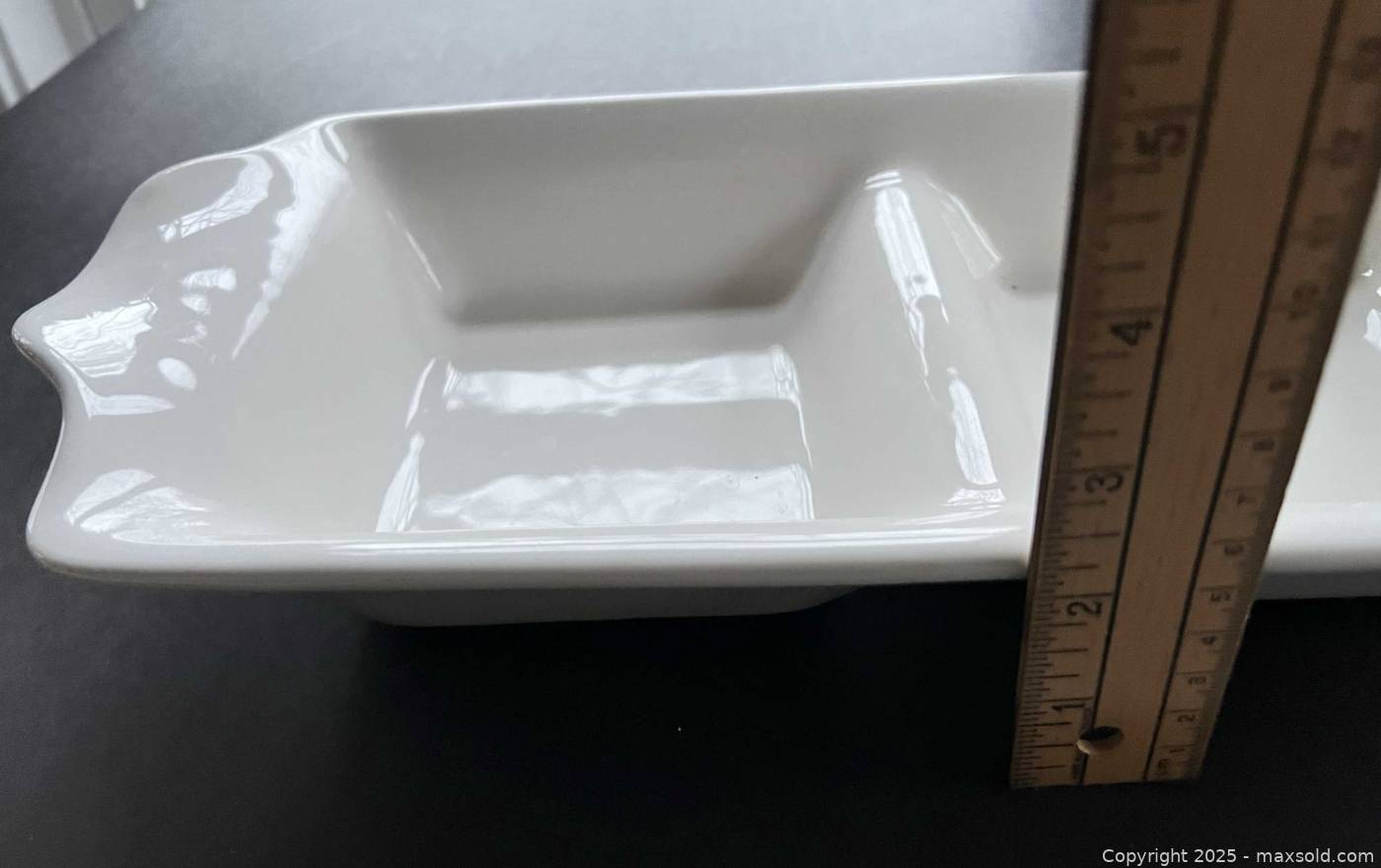 15" white ceramic divided serving dish | Maxsold