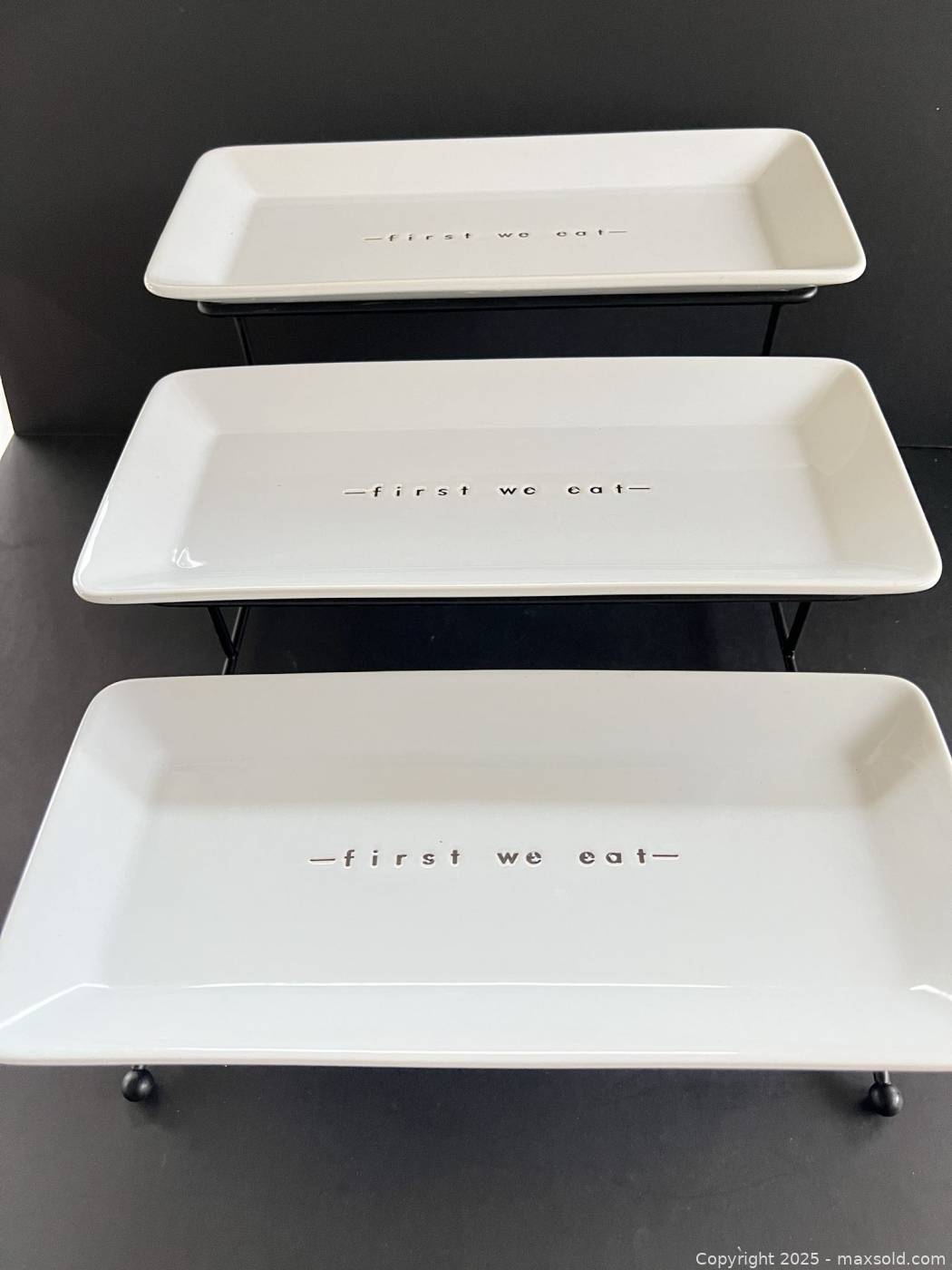 Three-tier appetizer stand with china plates | Maxsold