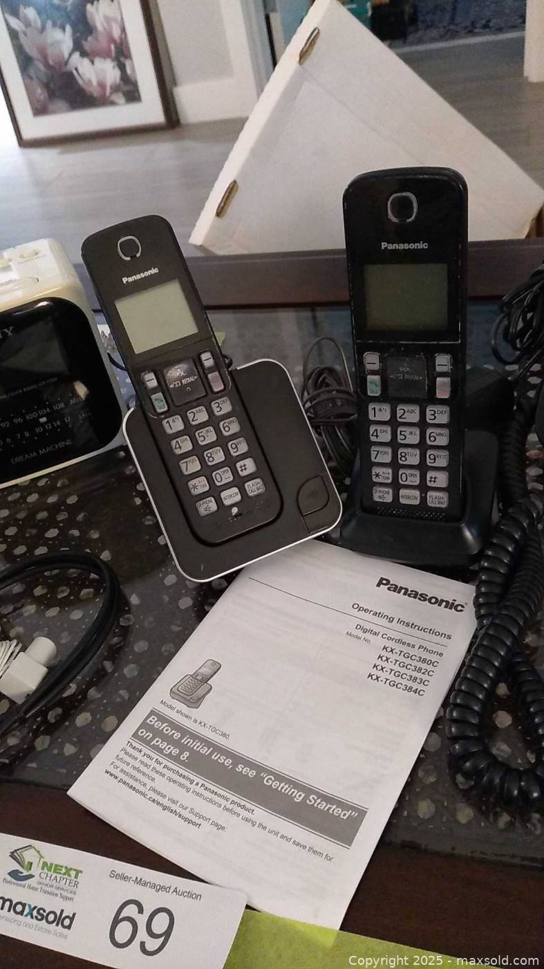 Panasonic cordless phones, AT&T large-keypad desk phones, dictaphone ...