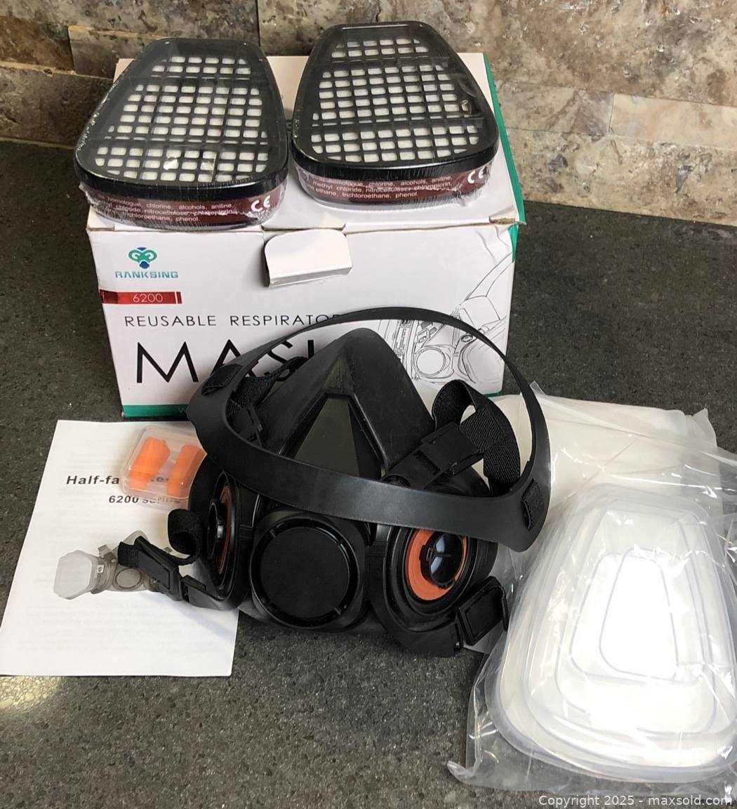Half-face reusable respirator mask kit, 6200 series, new with filters ...