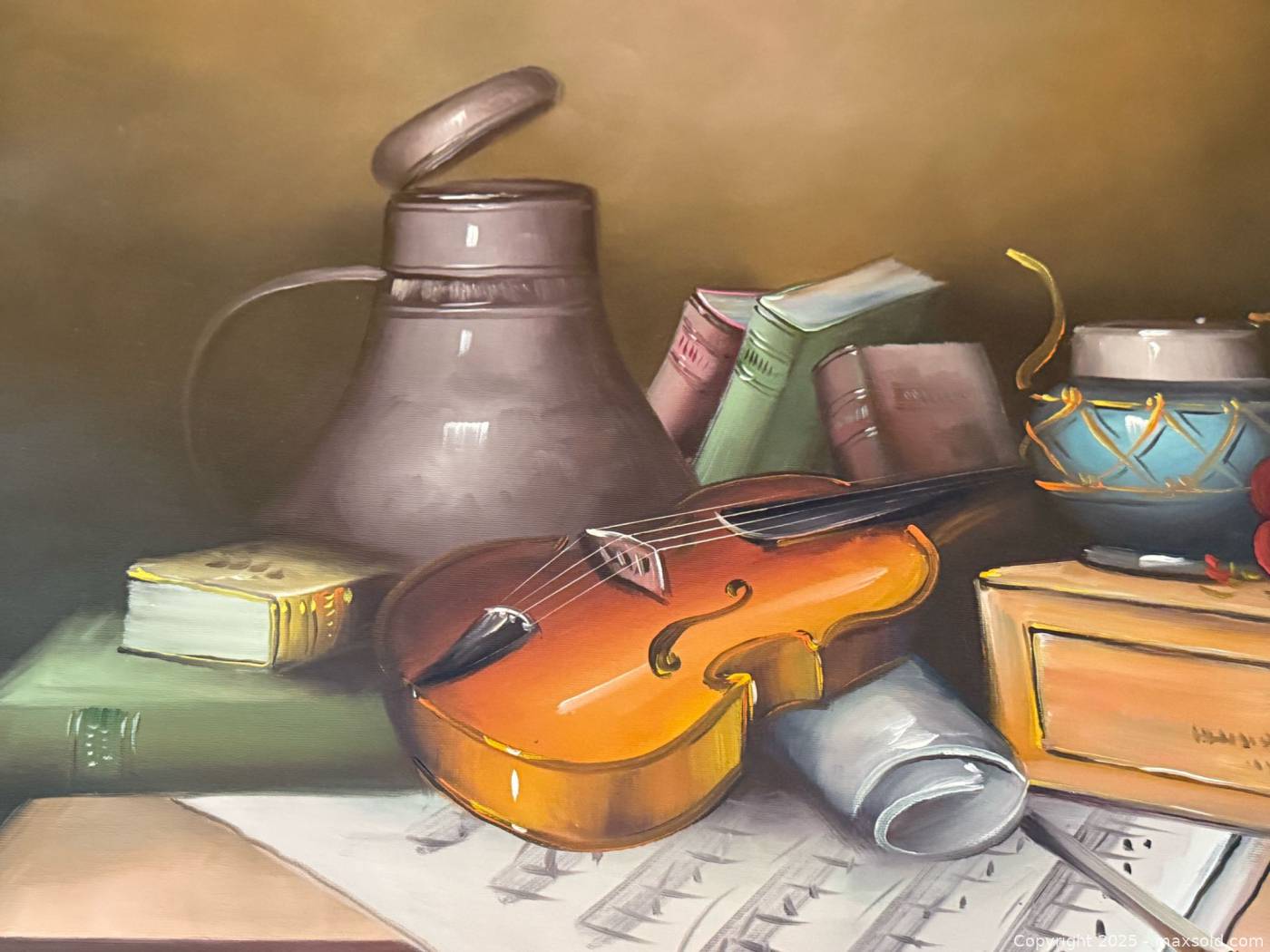 Frank Lean signed still life oil painting | Maxsold