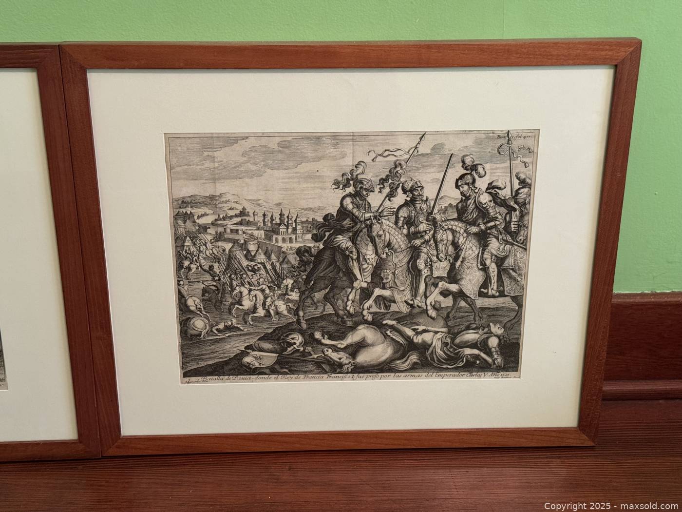 Pair framed early modern battle woodcut prints | Maxsold
