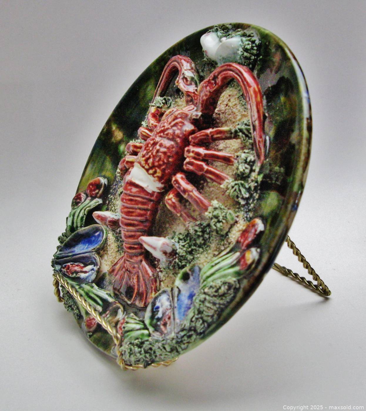Vintage Majolica Caldas da Rainha Palissy Style Lobster Plate | Maxsold