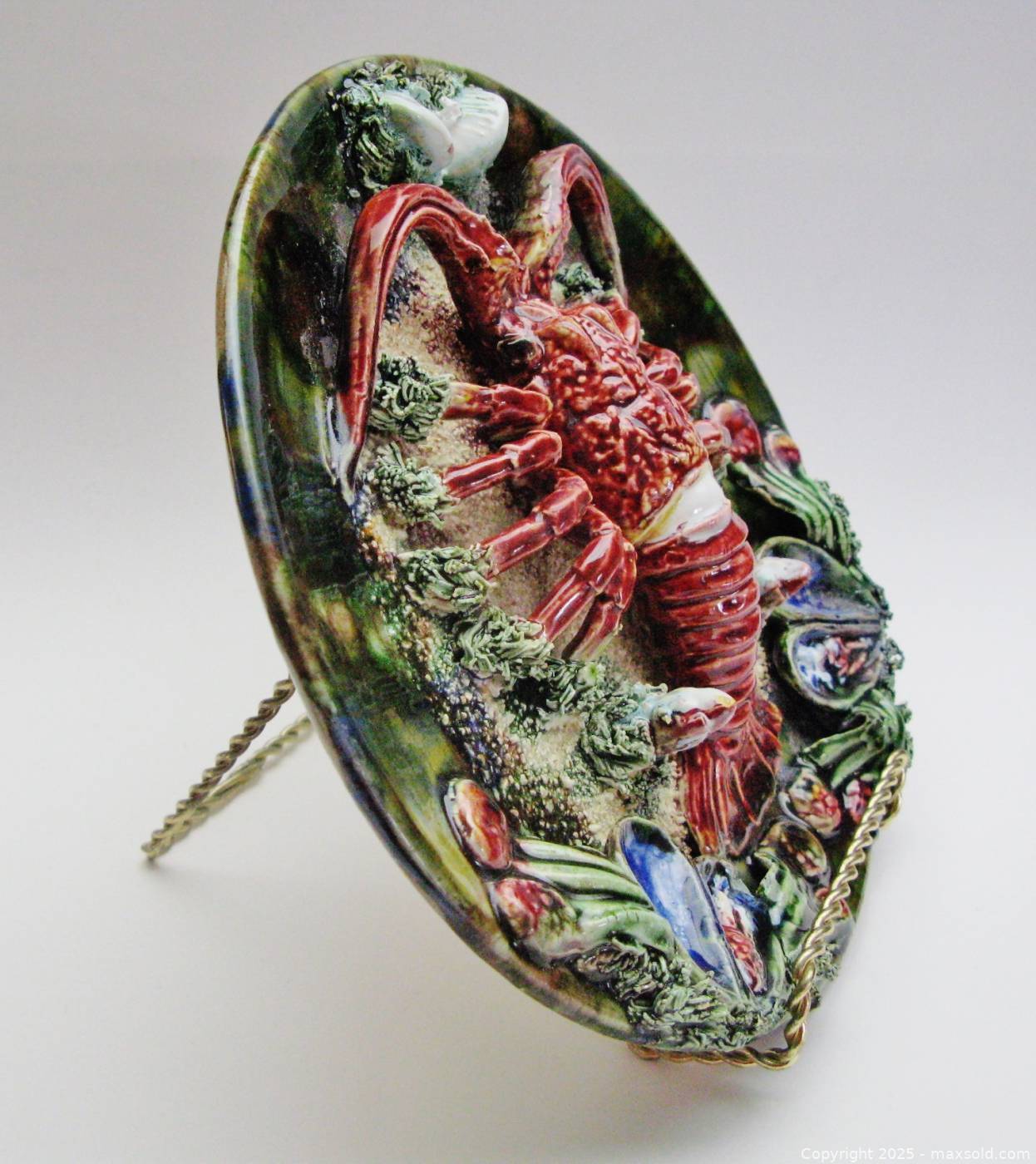 Vintage Majolica Caldas da Rainha Palissy Style Lobster Plate | Maxsold