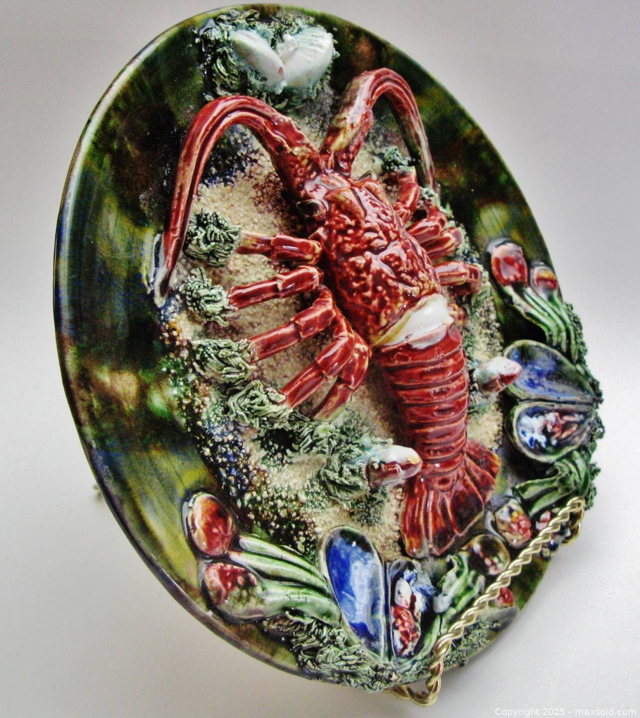 Vintage Majolica Caldas da Rainha Palissy Style Lobster Plate | Maxsold
