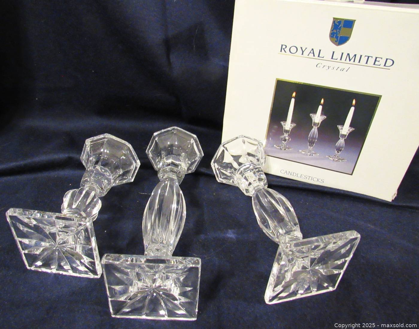 Royal Limited crystal candlesticks, set of 3 | Maxsold