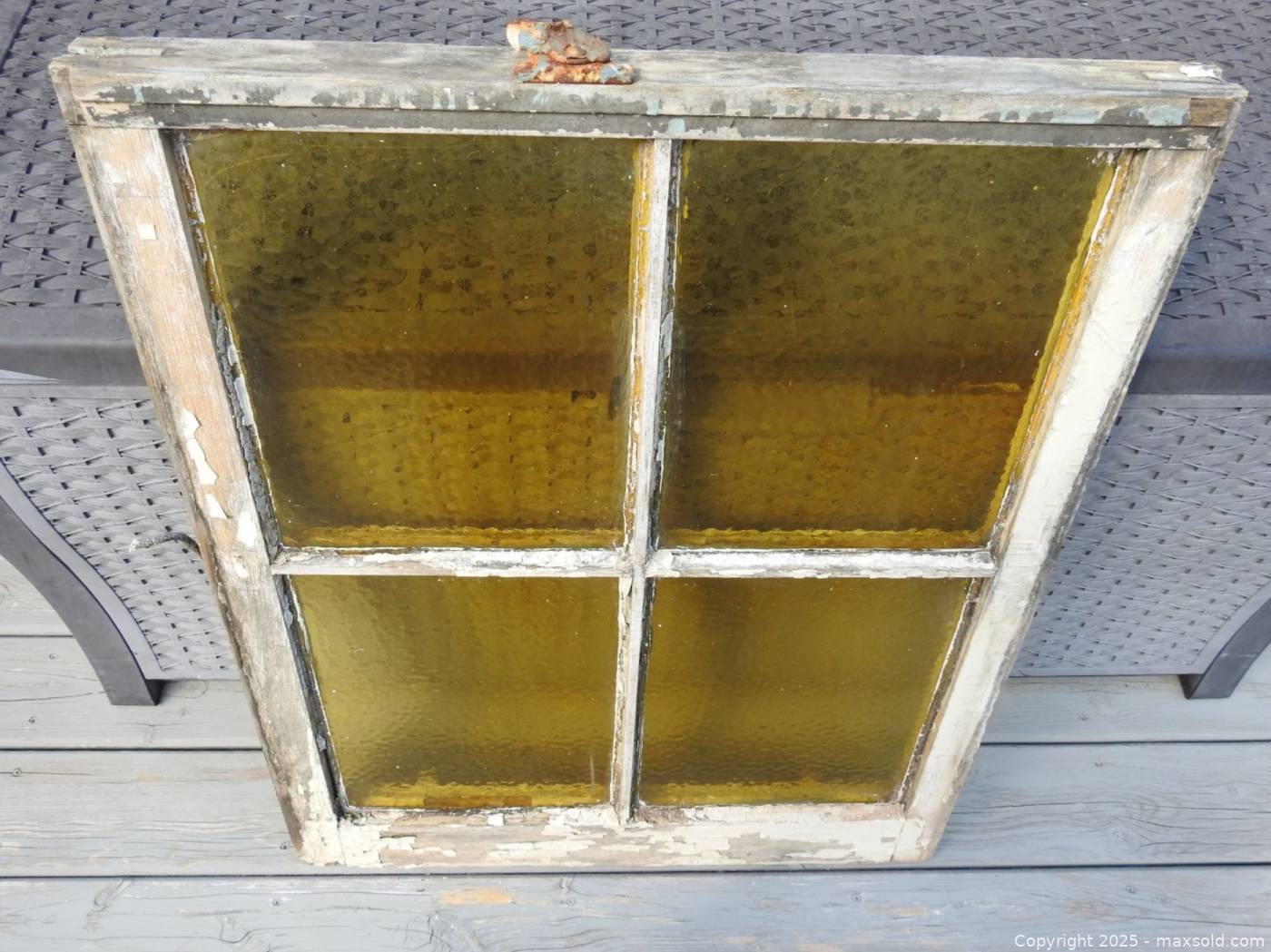Antique yellow stained glass window | Maxsold