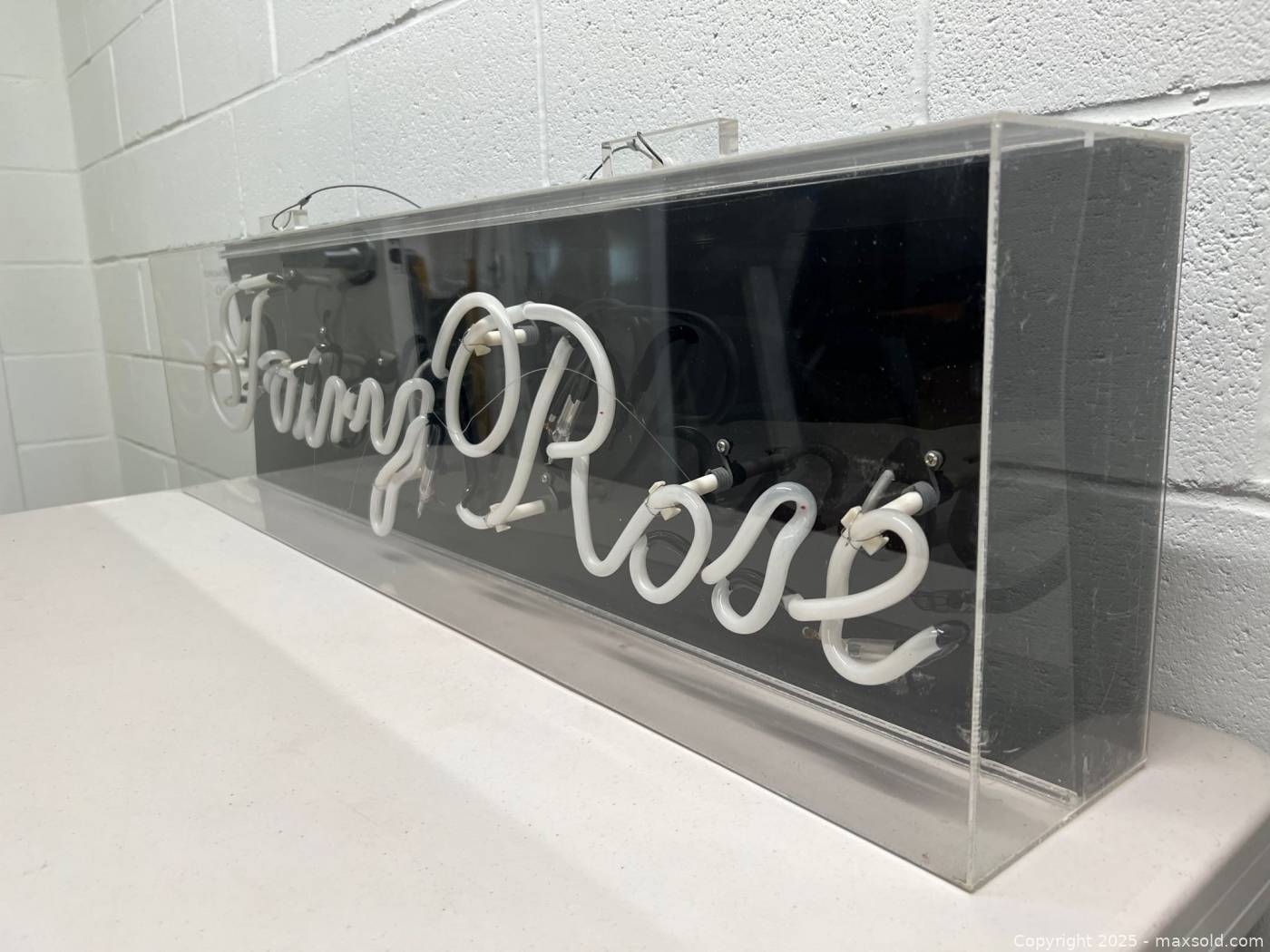 Fairy Rose neon wall sign in lucite box | Maxsold