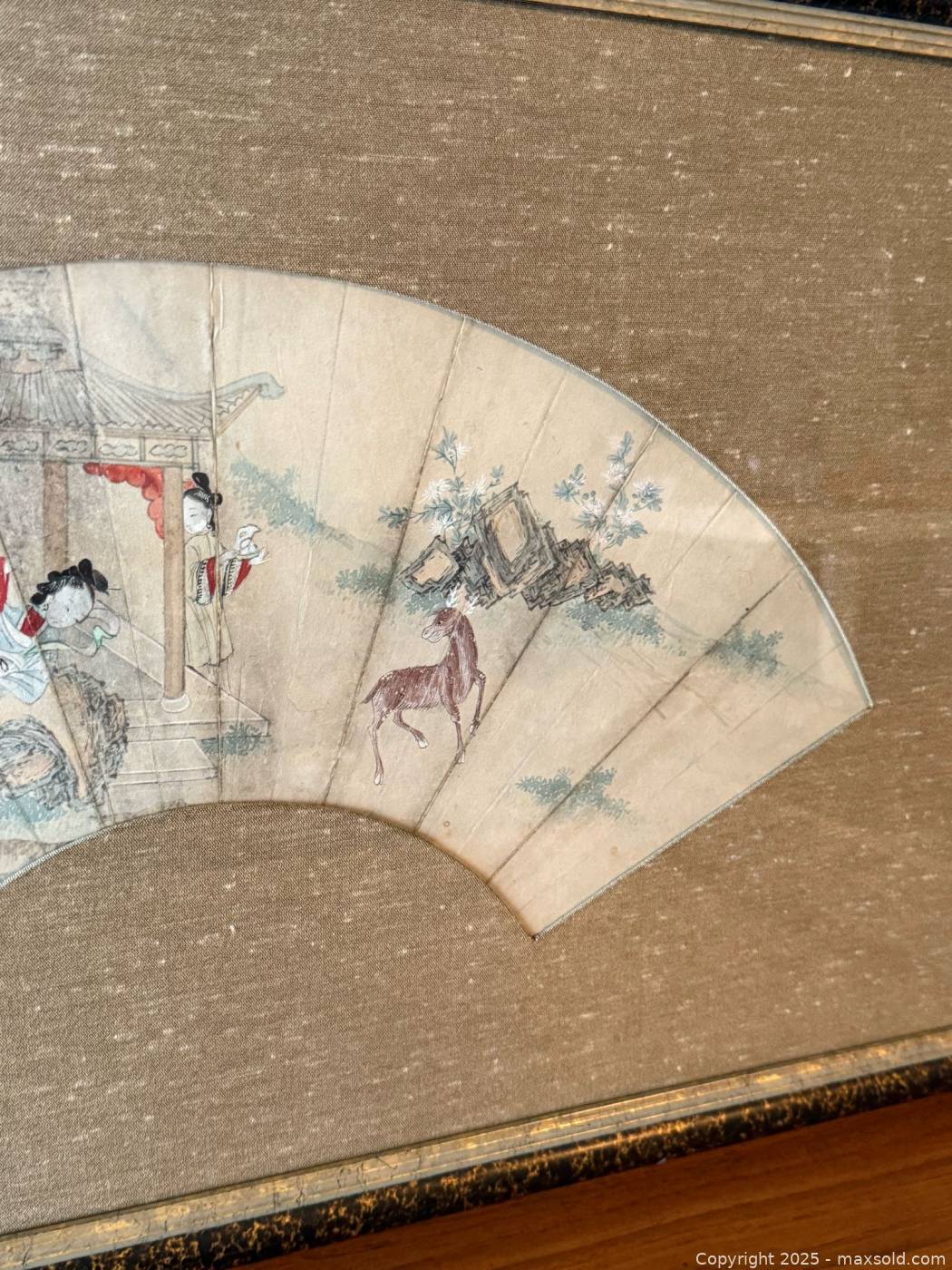 Framed antique Chinese fan painting | Maxsold
