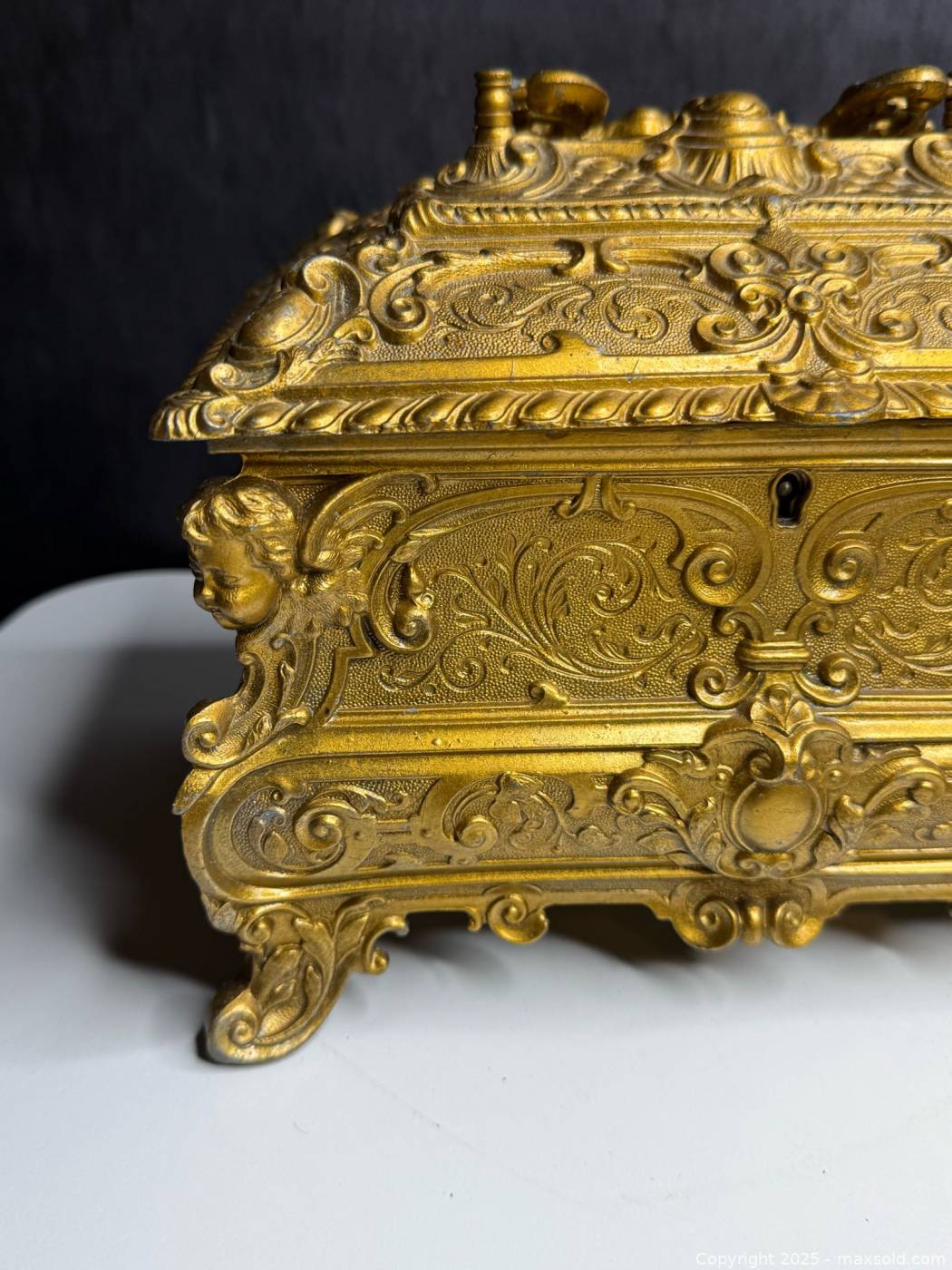 Large ornate Victorian cherub jewelry casket | Maxsold