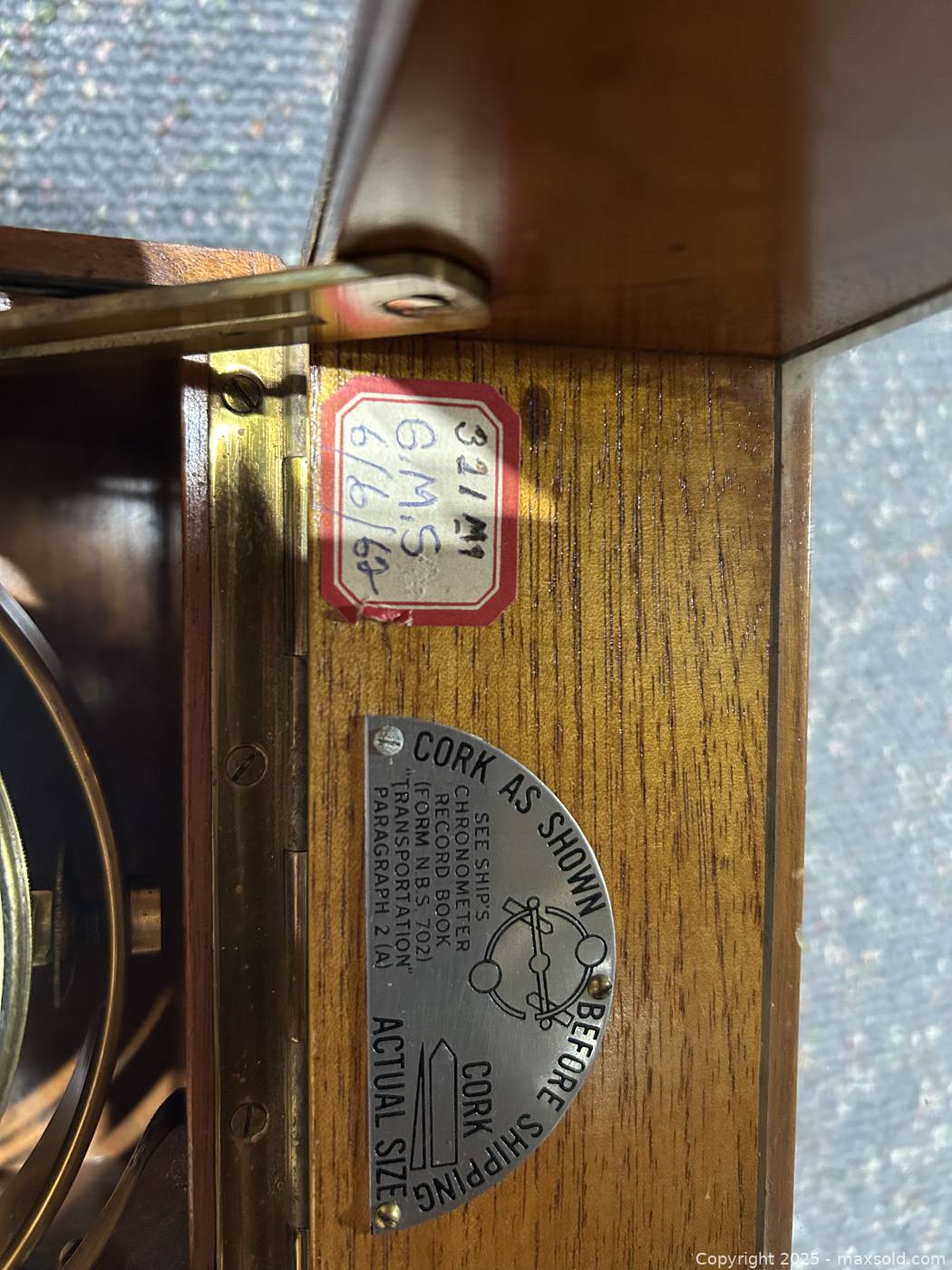 Brass Gimballed Ship Compass in Wood Box | Maxsold