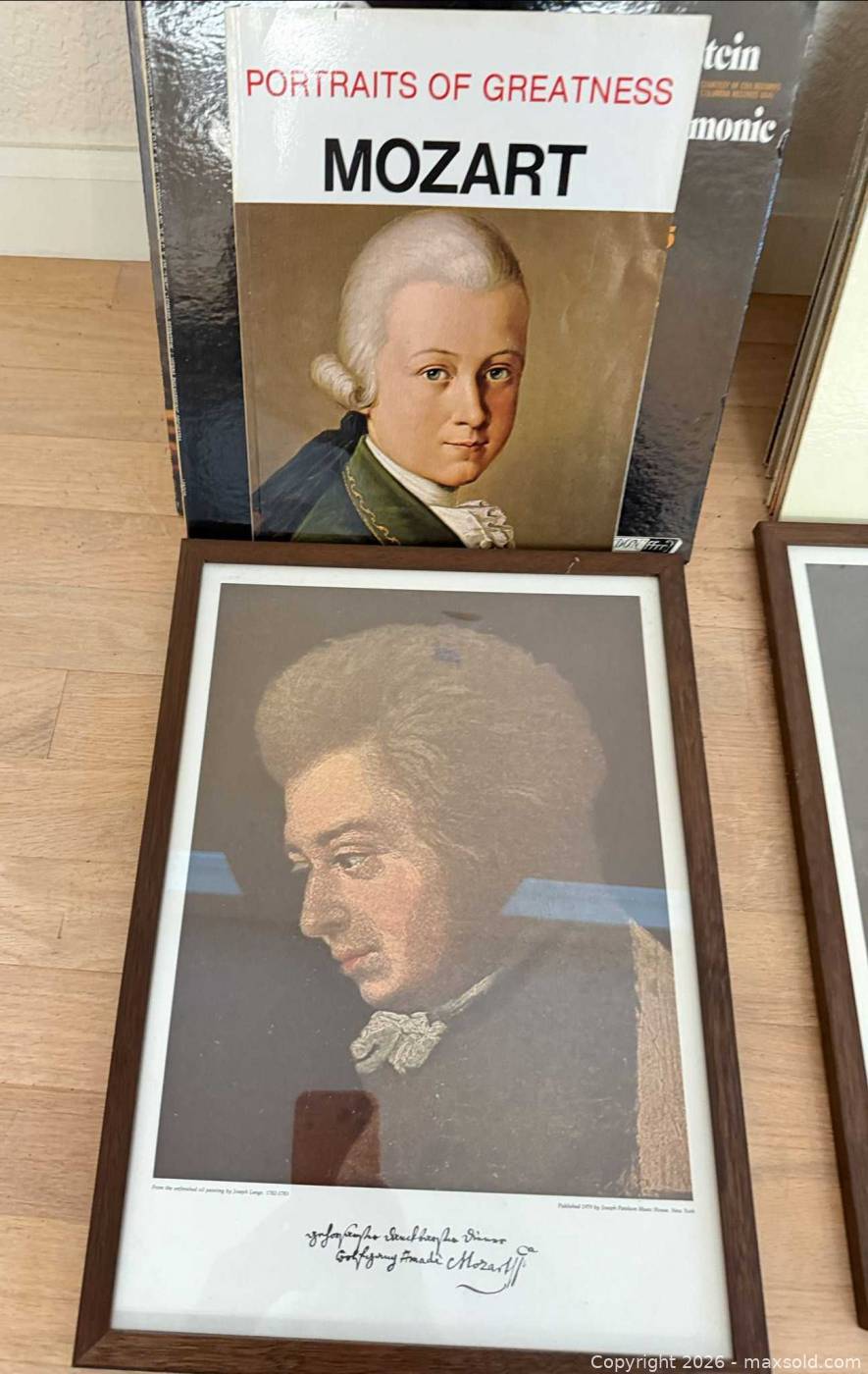 Classical vinyl records and framed composer portraits | Maxsold