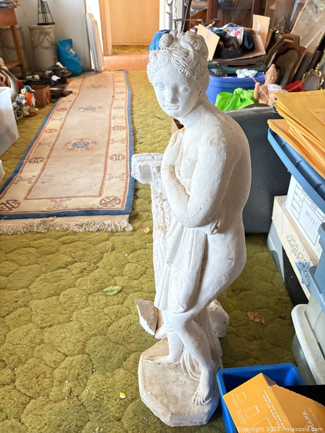 Classical Draped Female Garden Statue, Plaster | Maxsold