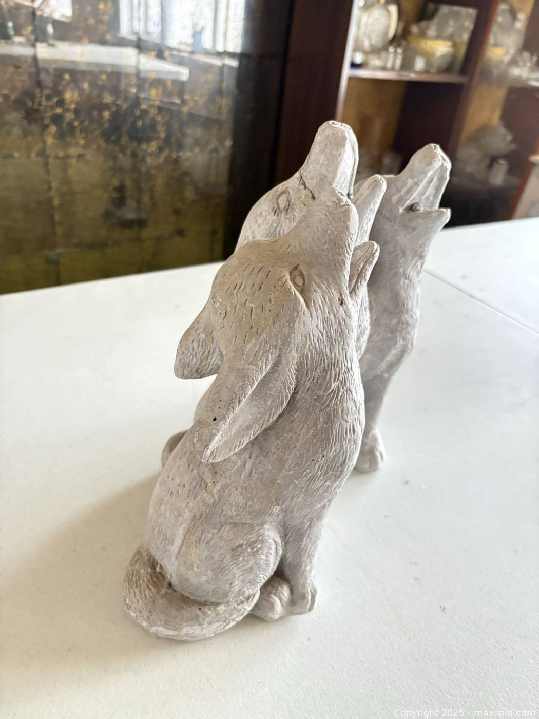 Set of Three Howling Wolf Garden Statues | Maxsold
