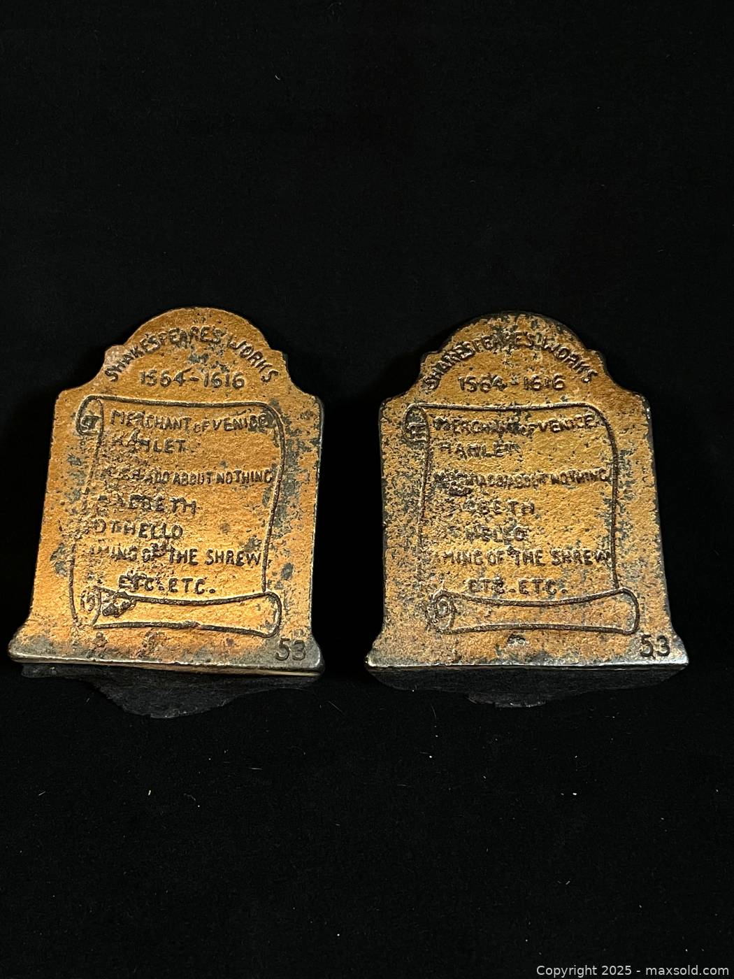Pair of Bronzed Shakespeare Bookends | Maxsold