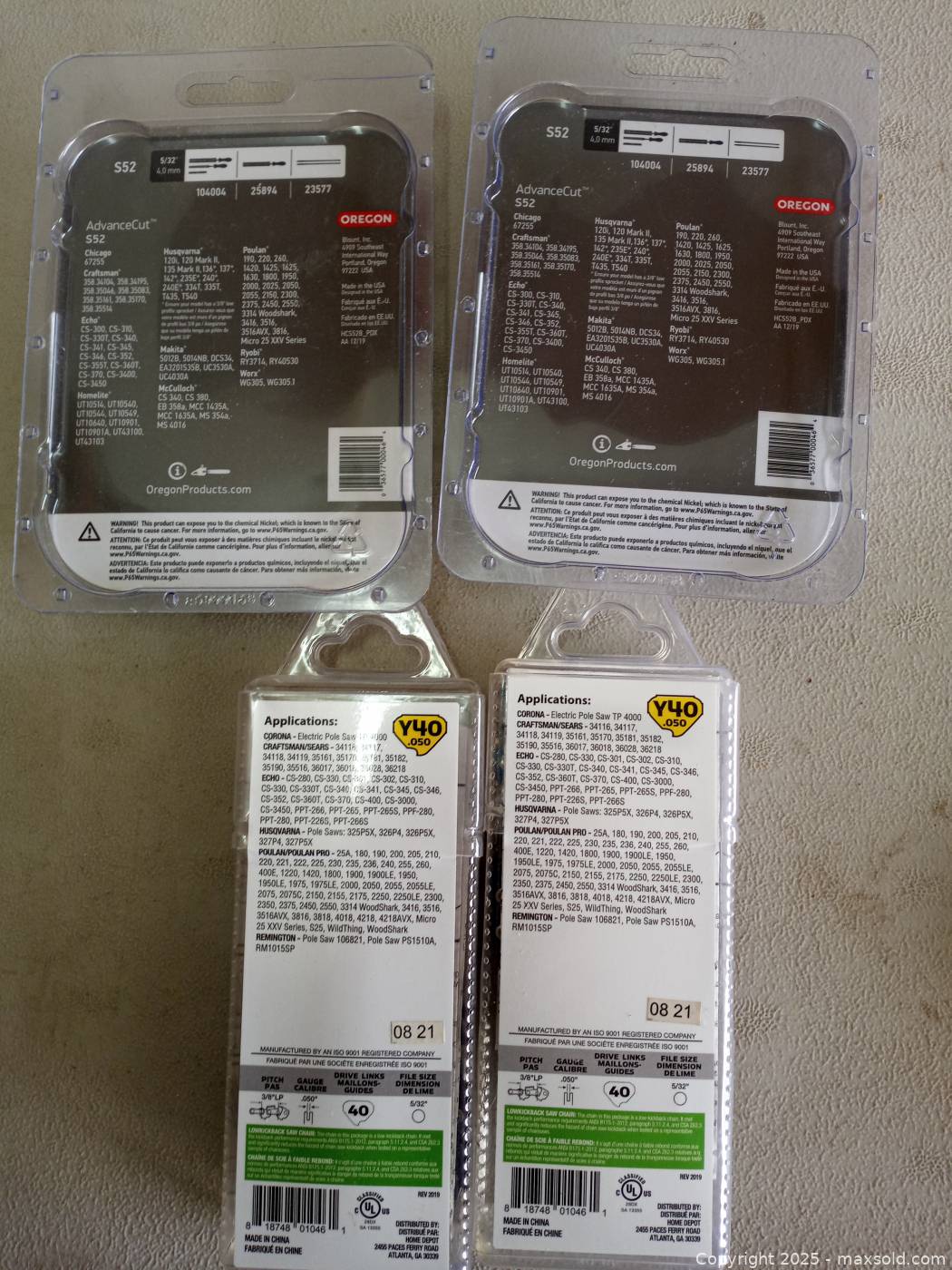 Oregon 14" and PowerCare 10" saw chains, four pieces | Maxsold