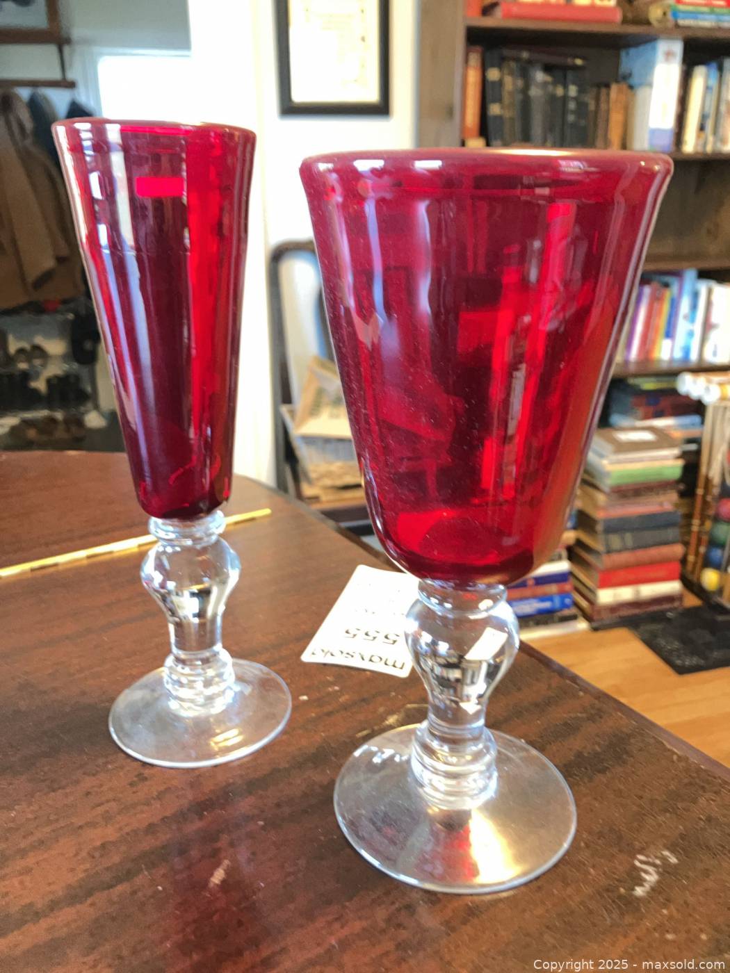 Vintage ruby red glass goblets pair | Maxsold