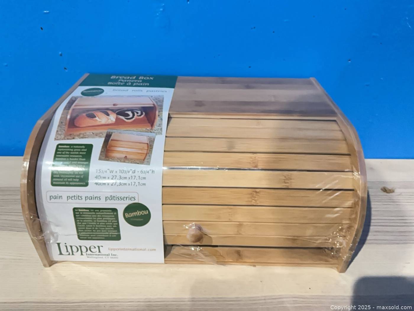 Lipper bamboo roll-top bread box new | Maxsold