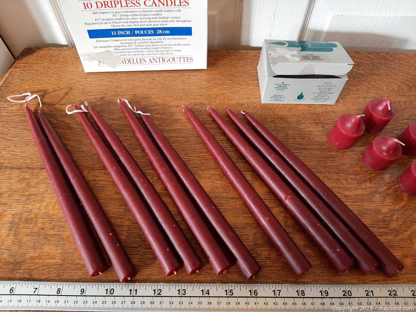 President’s Choice red dripless tapers and Partylite Apple Chai votives ...