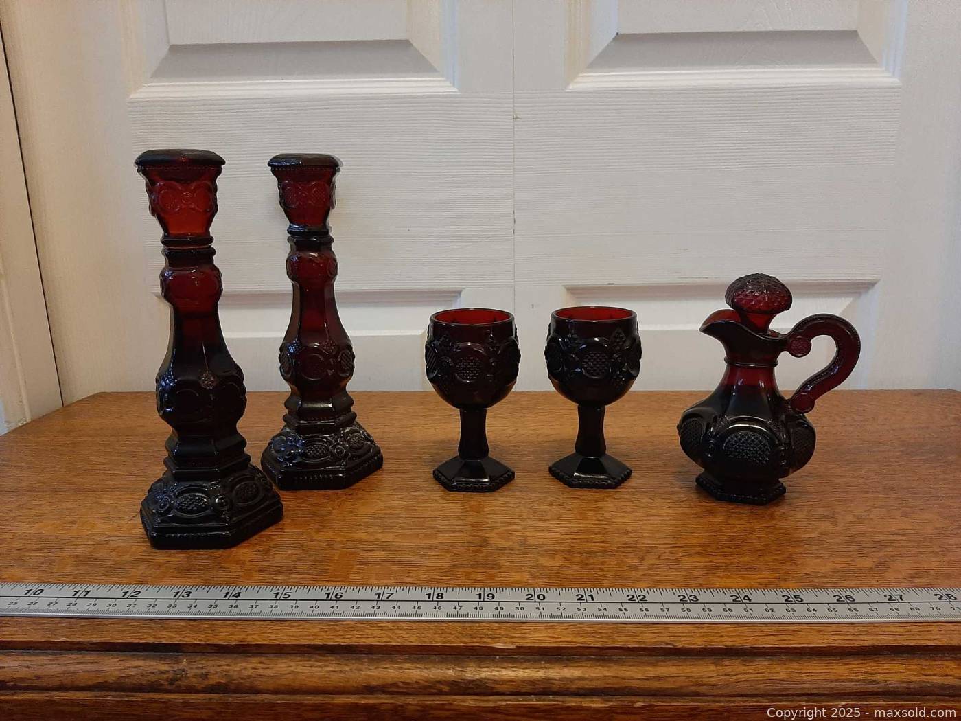 Avon ruby red Cape Cod glassware grouping | Maxsold