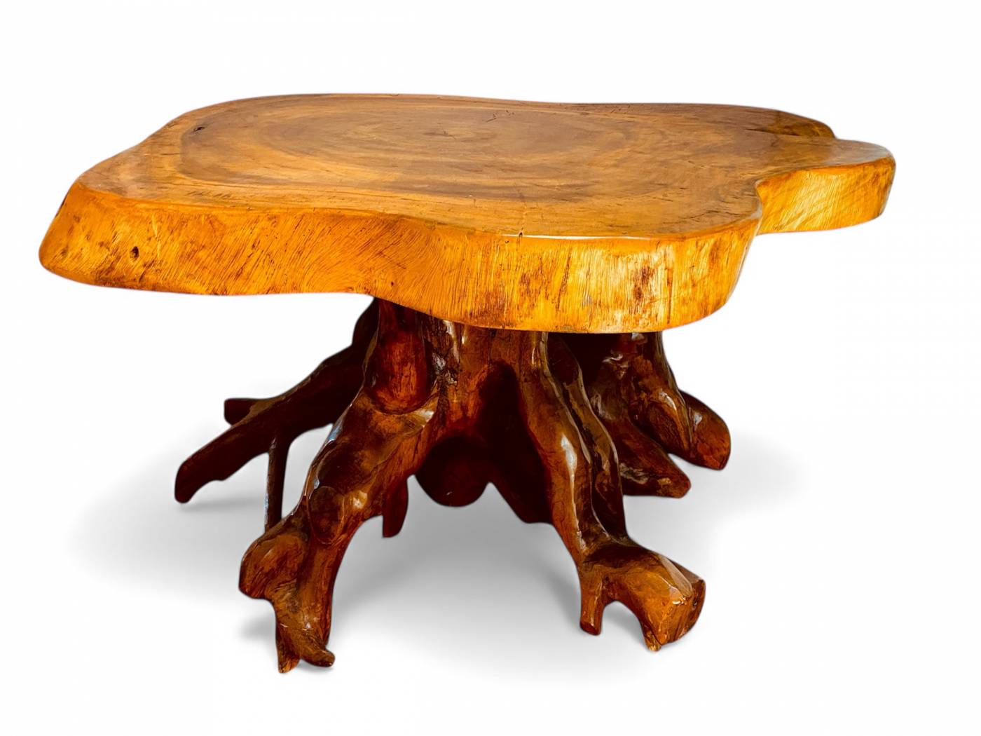 Large Solid Teak Live-Edge Foyer Table with Sculptural Root Base | Maxsold