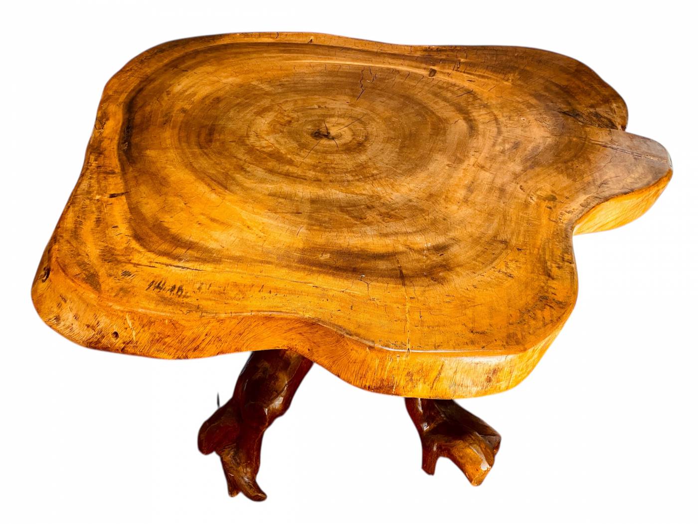 Large Solid Teak Live-Edge Foyer Table with Sculptural Root Base | Maxsold