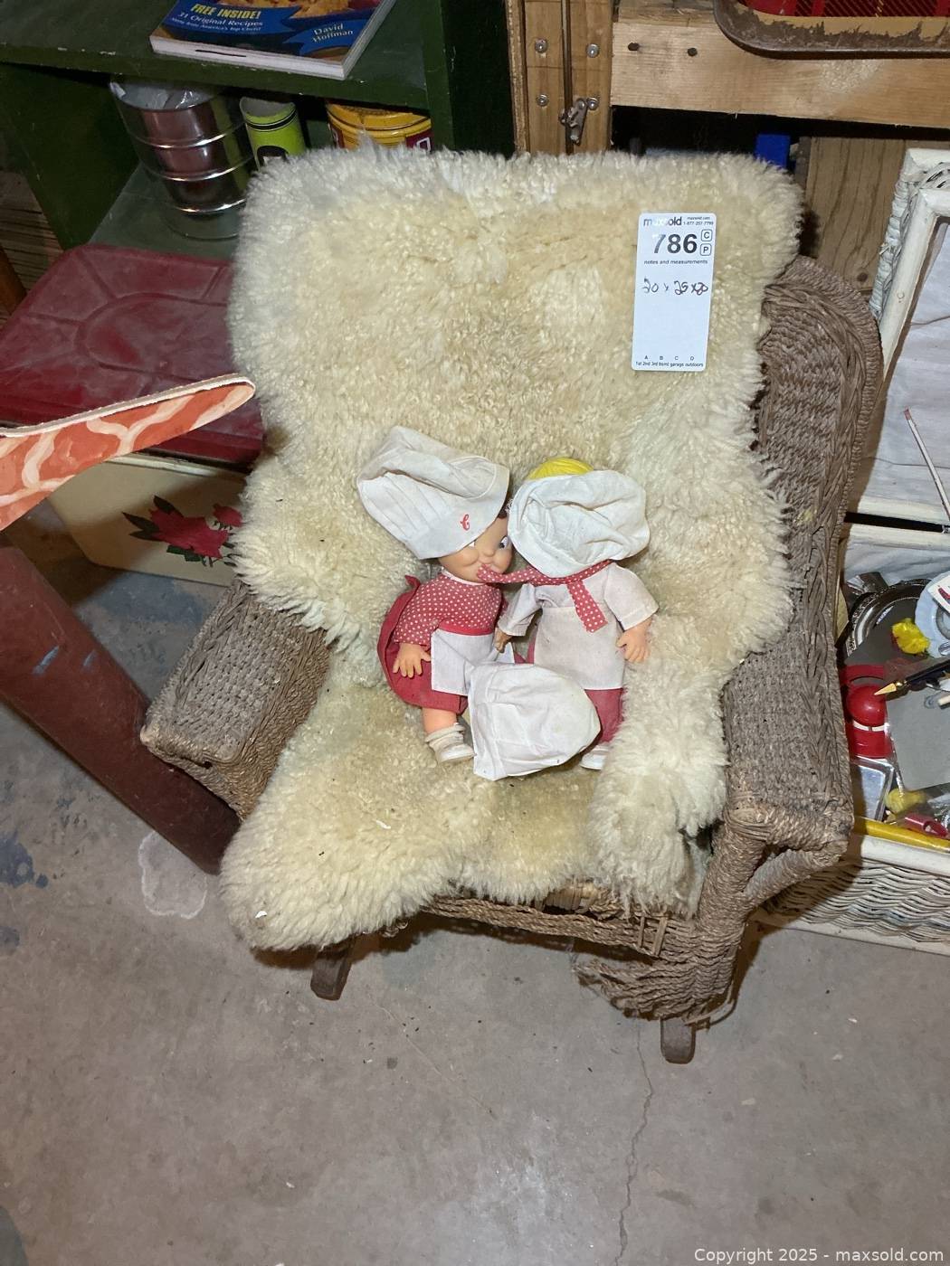Vintage woven child rocker with dolls | Maxsold