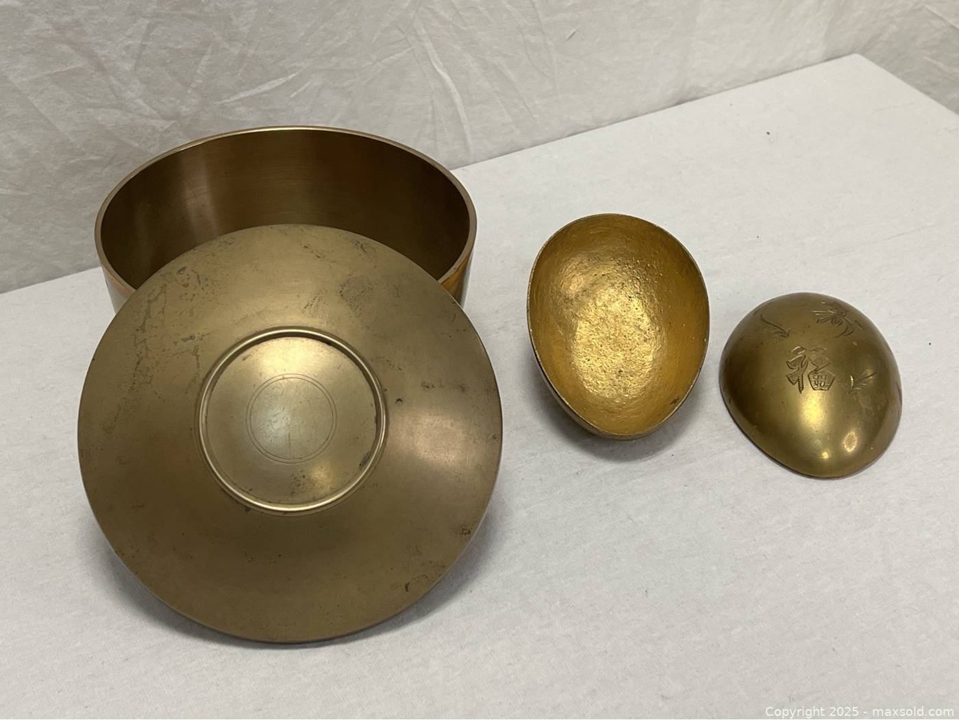 Vintage Brass Lidded Bowl and Etched Brass Egg Box | Maxsold