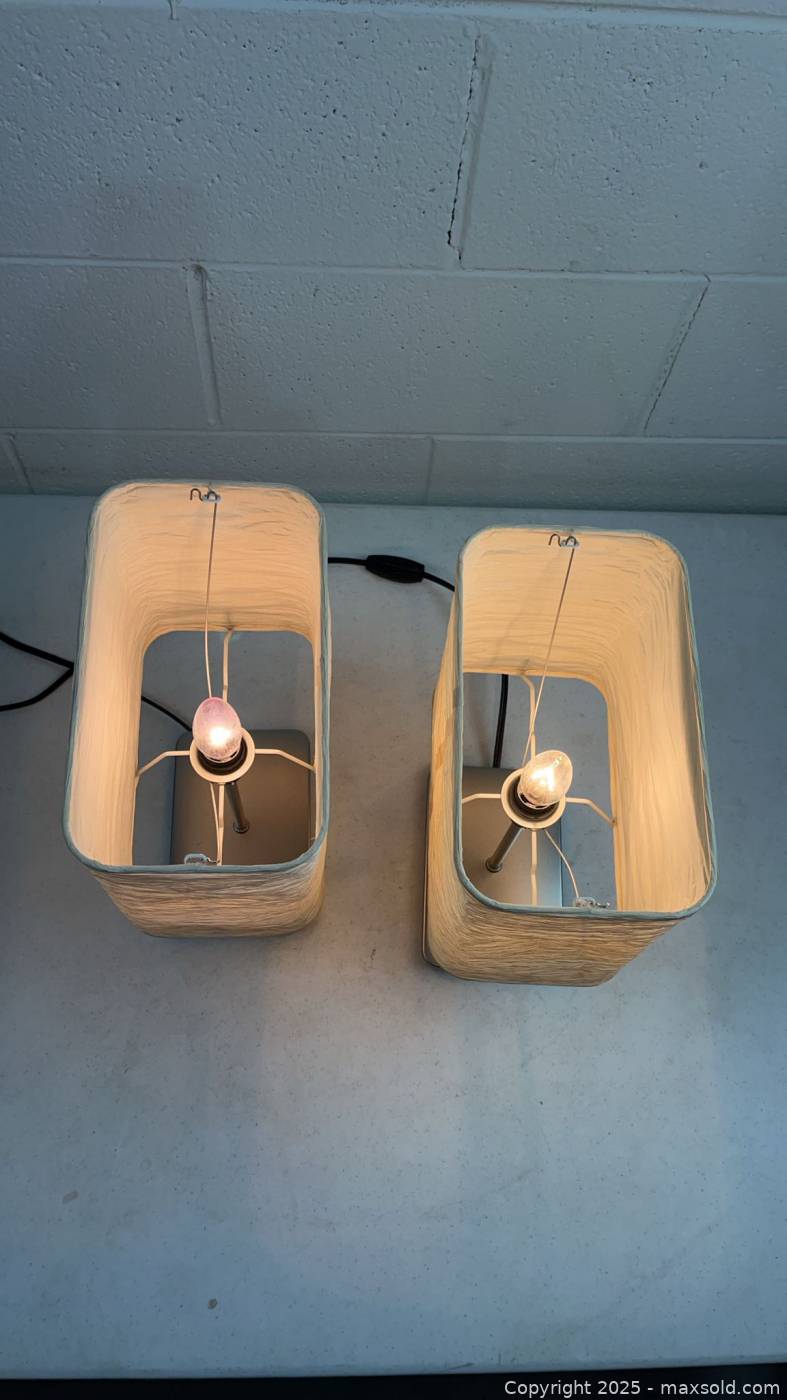 Pair of modern paper lantern lamps | Maxsold