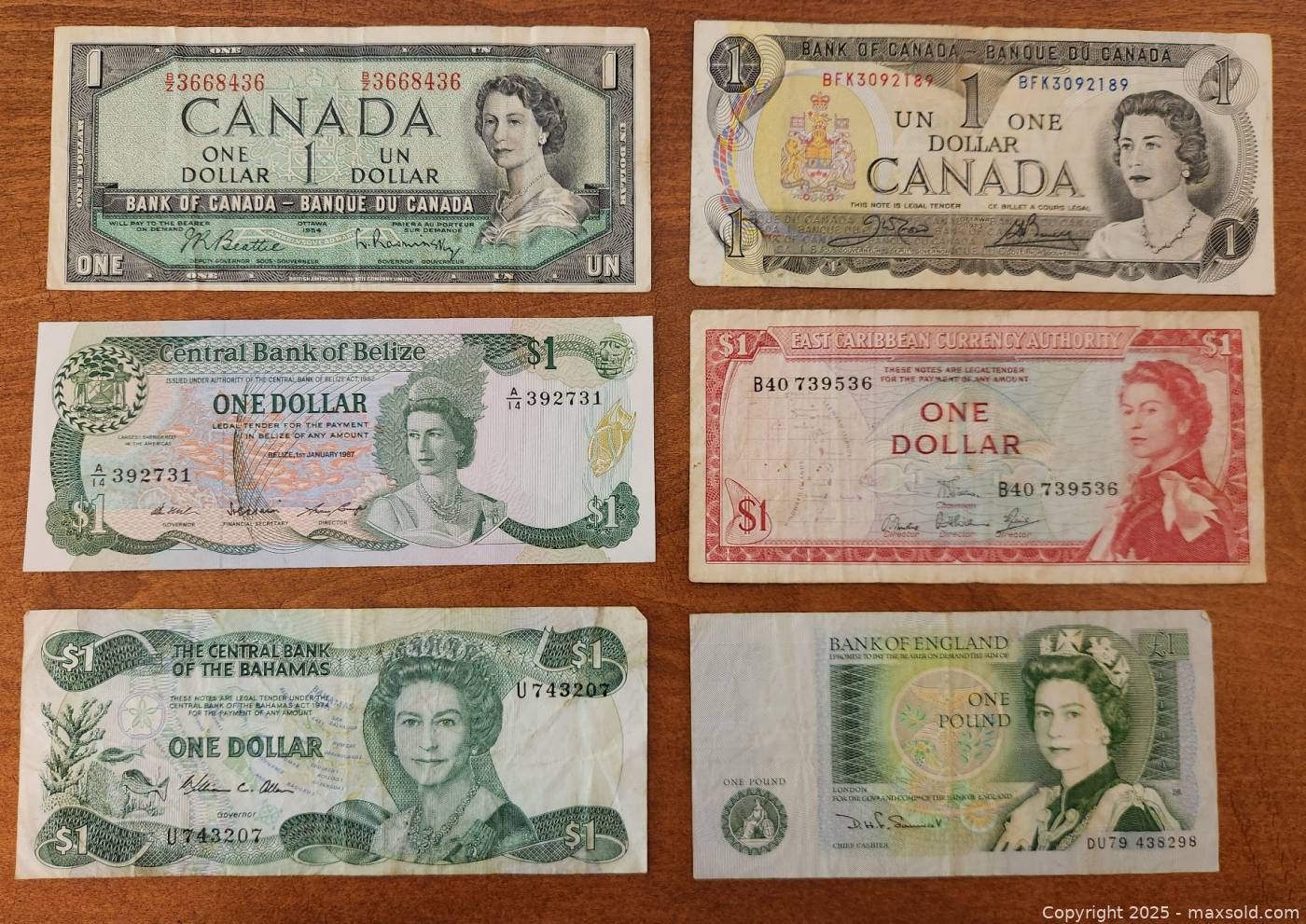 Six Queen Elizabeth II banknotes 1970s-80s | Maxsold