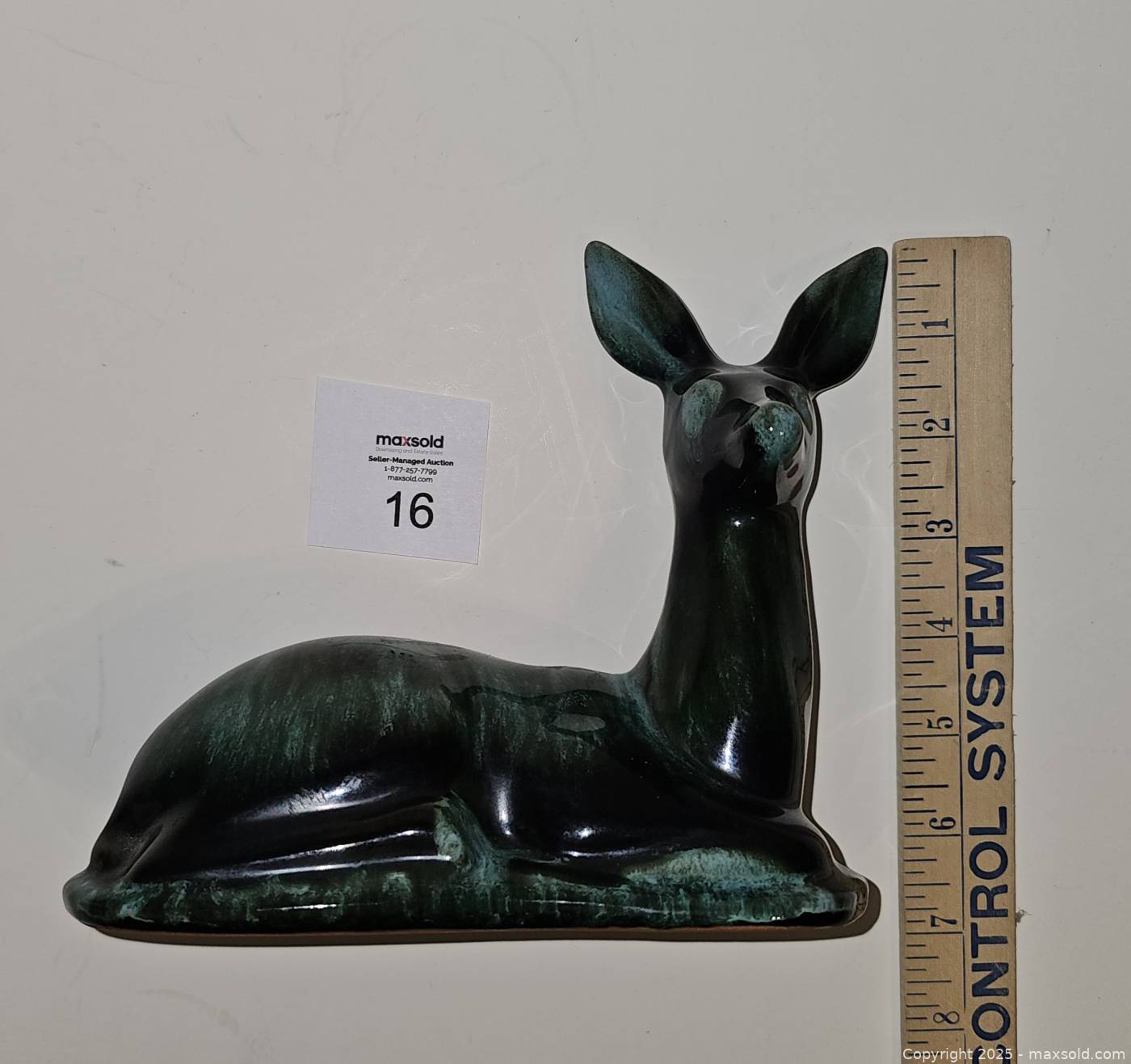 Green & Black Glaze Ceramic Deer Figurine | Maxsold