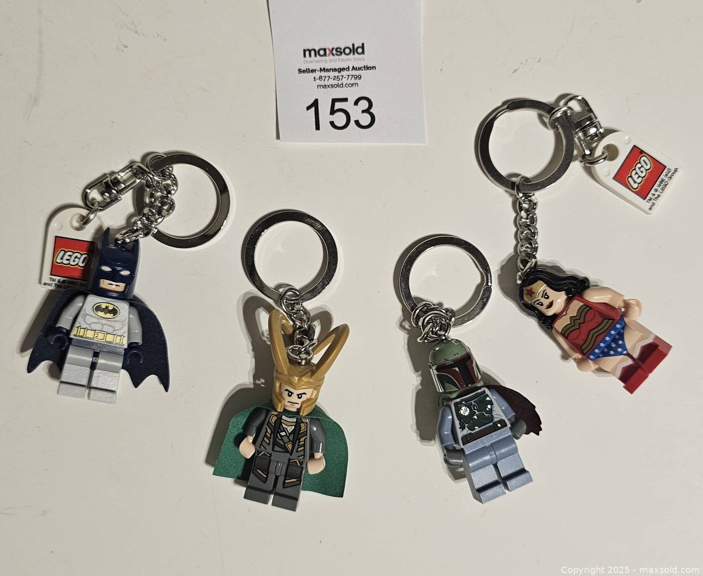LEGO minifigure keychain lot Batman Loki Boba Fett Wonder Woman | Maxsold