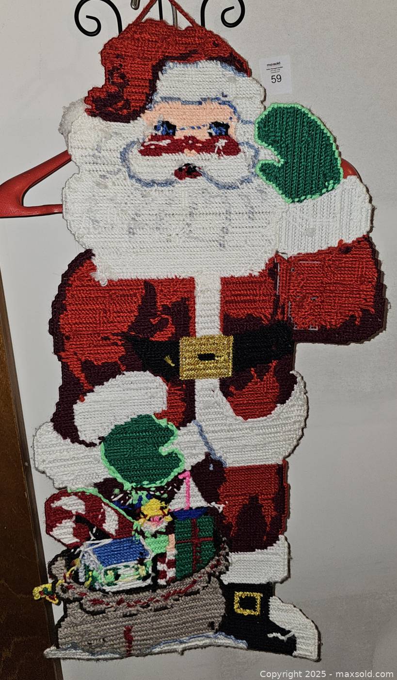 Plastic Canvas Santa Wall Decor | Maxsold