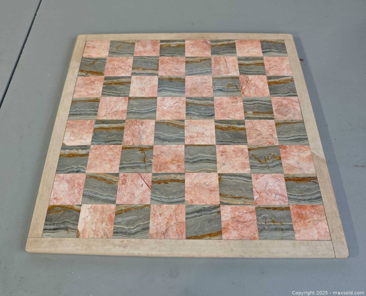Stone Inlay Chess/Checkers Board | Maxsold