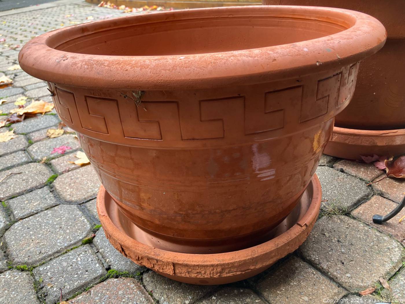 Clay planters, stands and garden tools | Maxsold