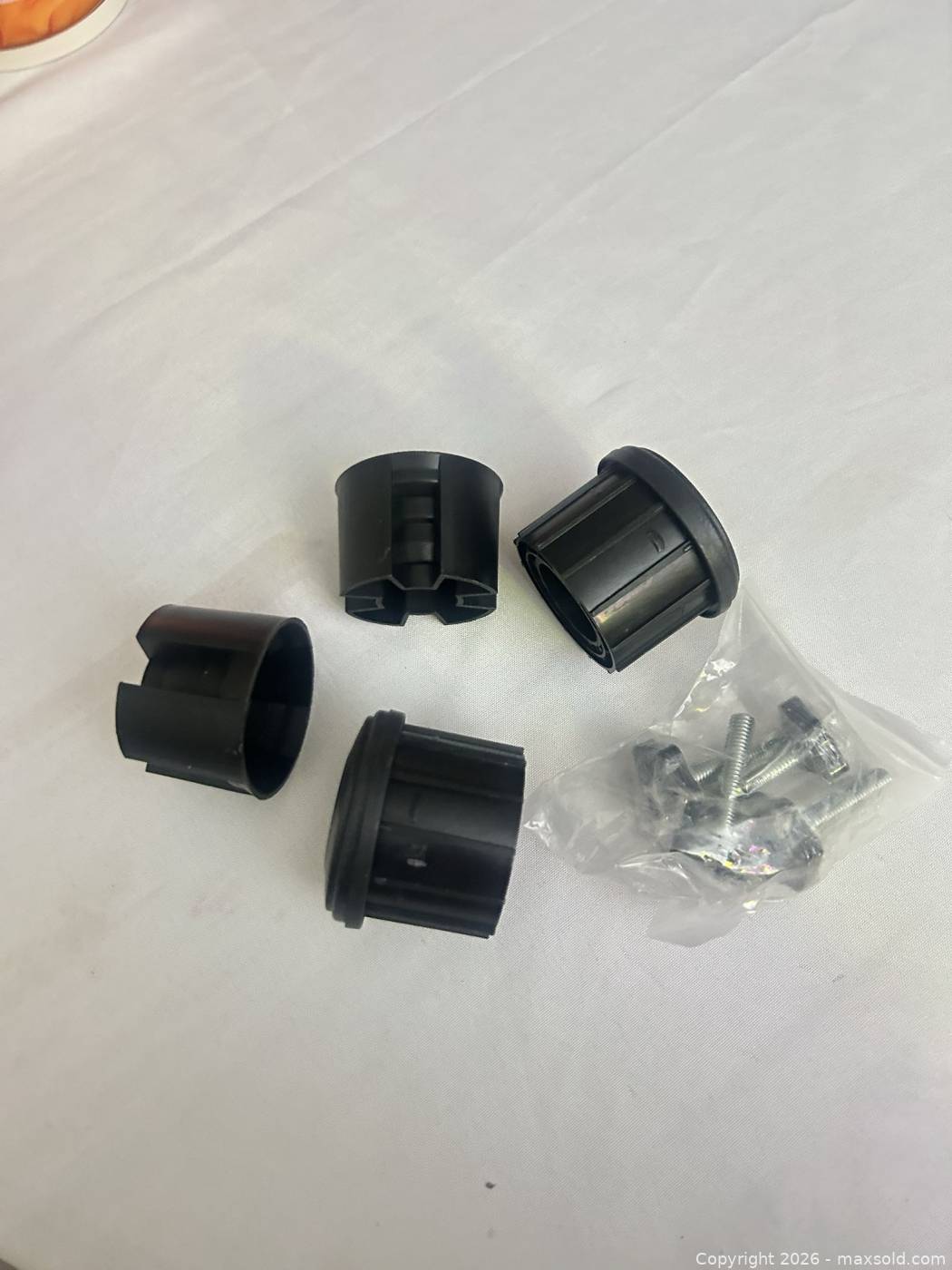 Black Plastic Furniture Leg Insert End Cap Set, 4 Pieces With Hardware ...