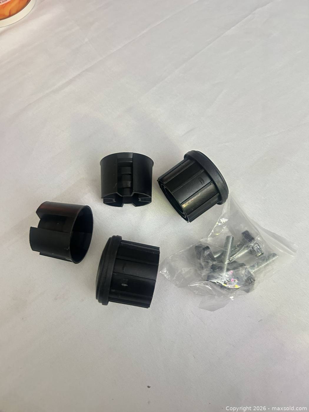 Black Plastic Furniture Leg Insert End Cap Set, 4 Pieces With Hardware ...